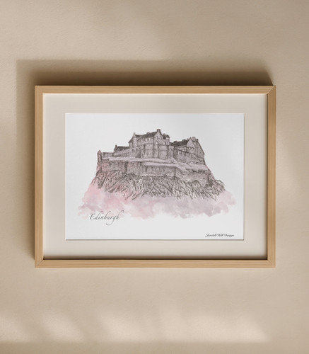 Edinburgh Castle Print (Pink) | Jardell Hill Design