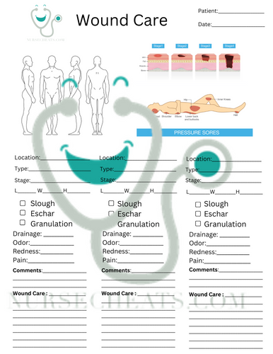 Wound Care Assessment Sheet | Nurse Cheats, LLC