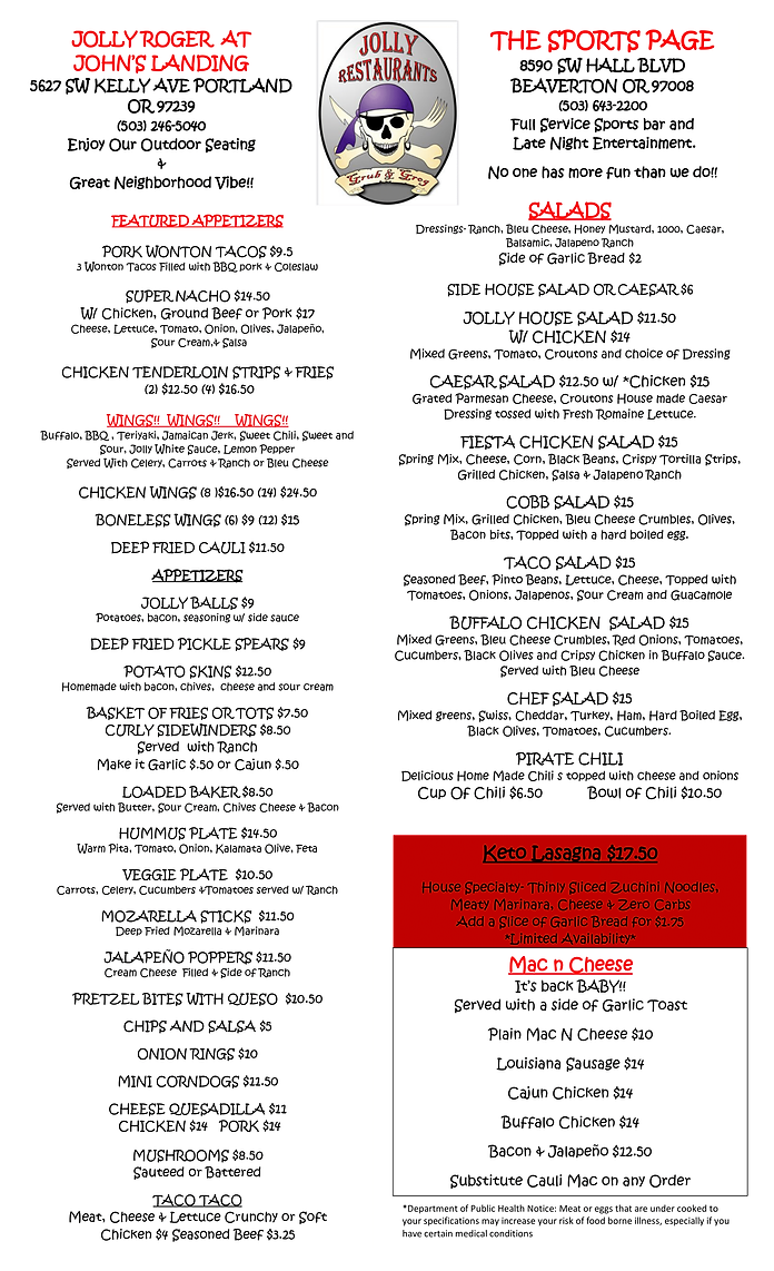 MENU | jollyrestaurants