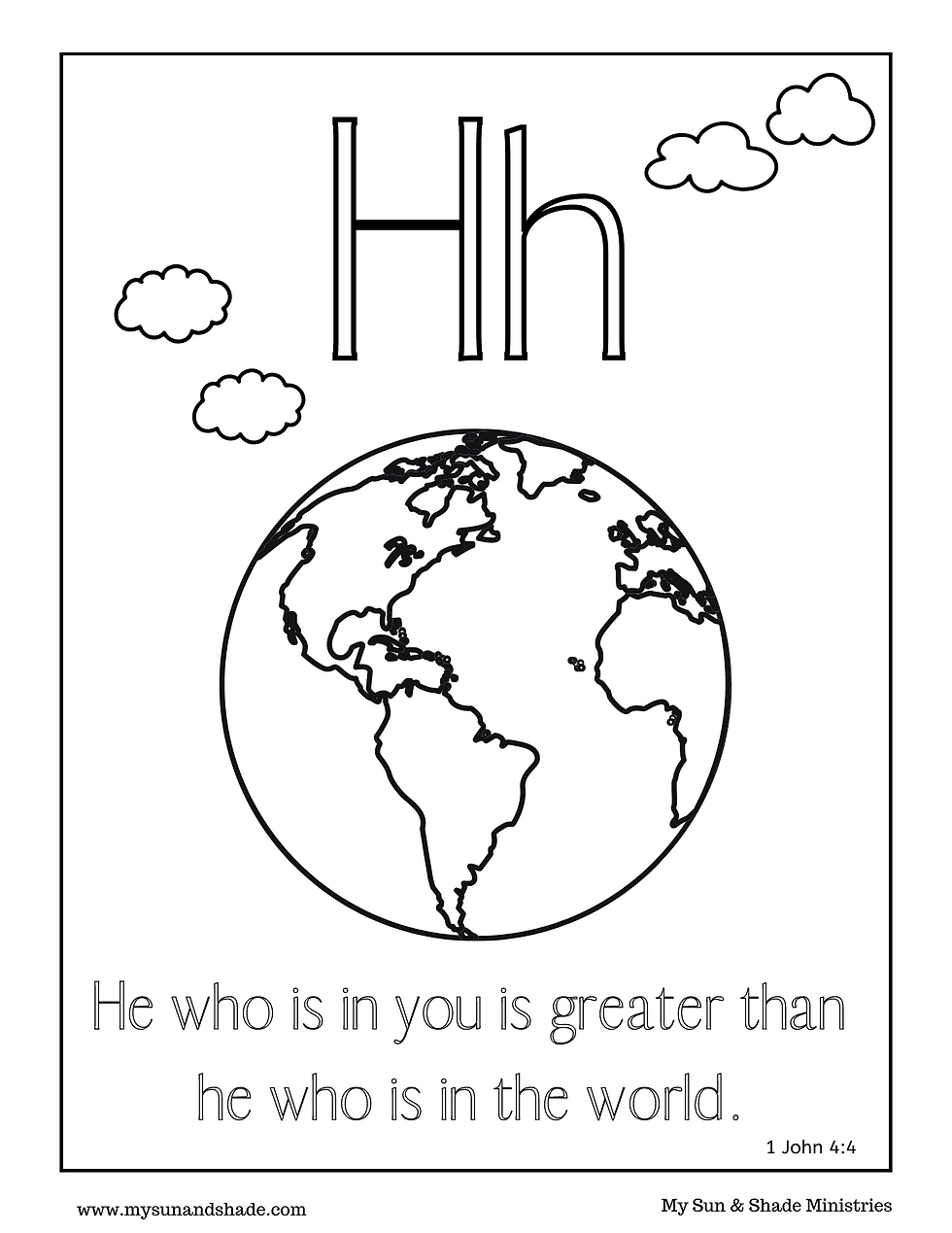 copy of Alphabet Letter "H" Coloring Page with Bible Verse - PreK ...