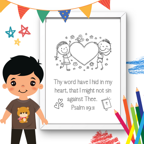 "Thy Word Have I Hid in My Heart" Coloring Page - My Sun & Shade Blog