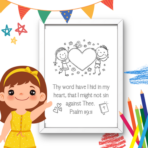 Thy Word Have I Had in My Heart: KJV Bible Verse Psalm 119:11 Coloring Page