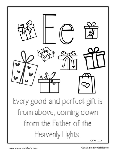 Alphabet Letter "E" Coloring Page with Bible Verse - PreK Homeschool ...