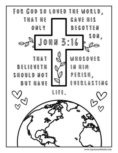 "For God So Loved the World" John 3:16 KJV - Coloring Page Activity ...