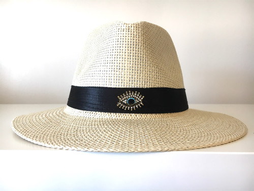 Rhinestone Evil Eye Straw Hat | The Evil Eye Company