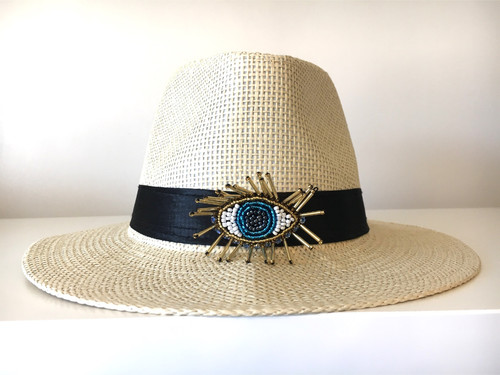 Embroidered Evil Eye Straw Hat | The Evil Eye Company