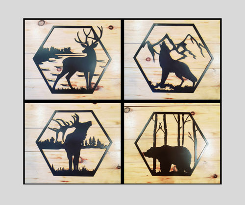 Wildlife Hexagon Metal Sign | MYW - Metal Your Way