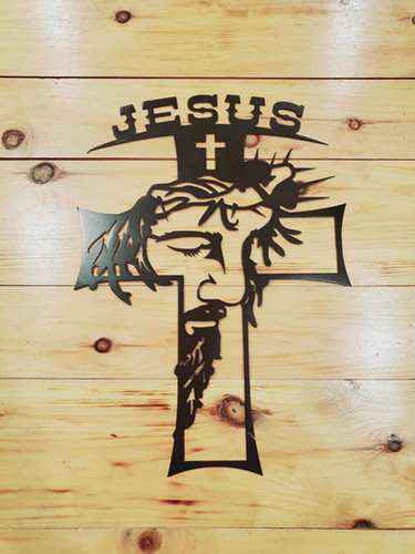 Jesus Cross Metal Sign | MYW - Metal Your Way