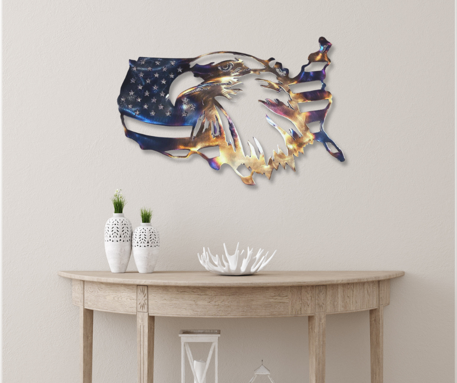 Eagle USA Flag Metal Sign | MYW - Metal Your Way