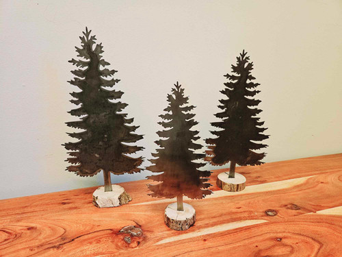 Wire Brushed Rustic Metal Tree Stand (Set of 3) | MYW - Metal Your Way