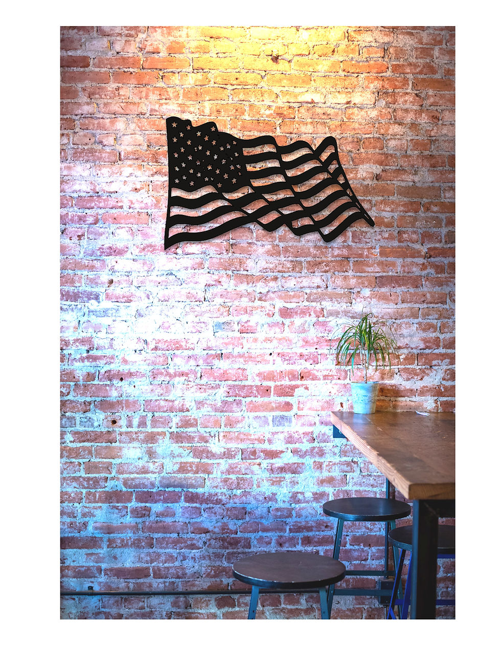 Waving American Flag Metal Sign | MYW - Metal Your Way