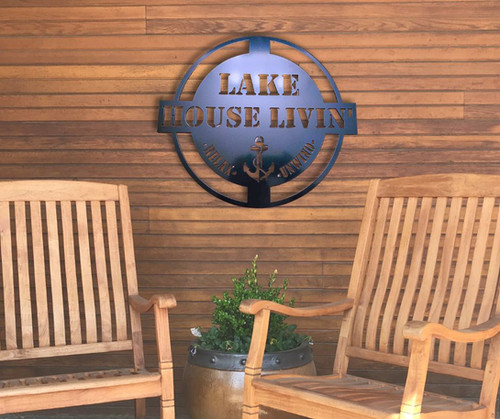 Lake House Livin' Anchor Metal Sign | MYW - Metal Your Way
