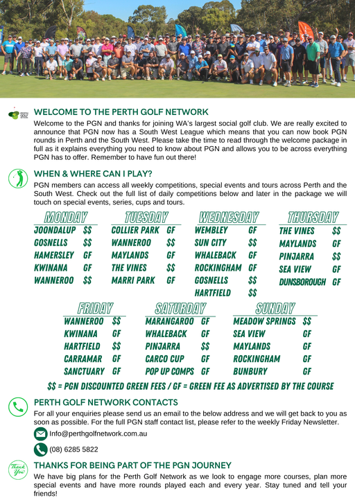 PGN Welcome Letter | Perth Golf Network