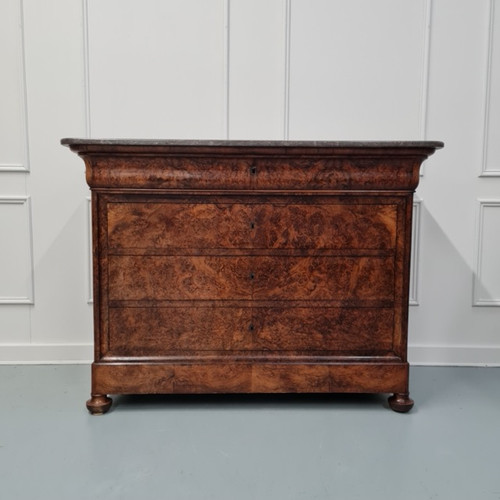 Louis Philippe Burr Walnut Commode | swag