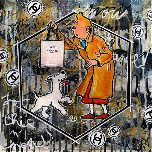 Tableau Tintin street art – Peinture sur toile Tintin, Chanel et ...