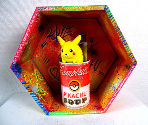 Pikachu Campbell Soup Sculpture - Unique Pokemon Pop Art Statue