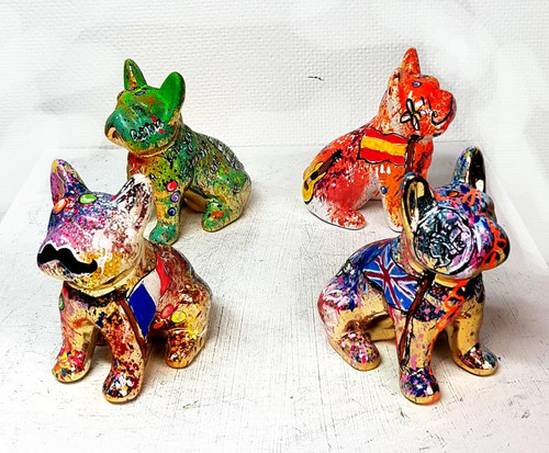 Small Pop Art Bulldog / Miniature Graffiti Bulldog Sculpture
