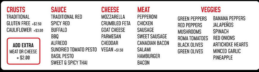OUR MENU | Red 7 Pizza Co.