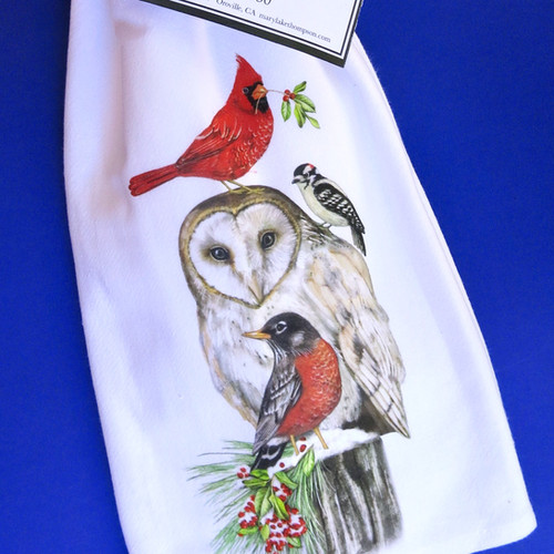 Cardinal, Barn Owl, Robin & Woodpecker - Flour Sack Towels by Mary Lake ...