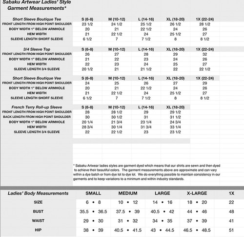 Sabaku Size Chart | the-fat-finch