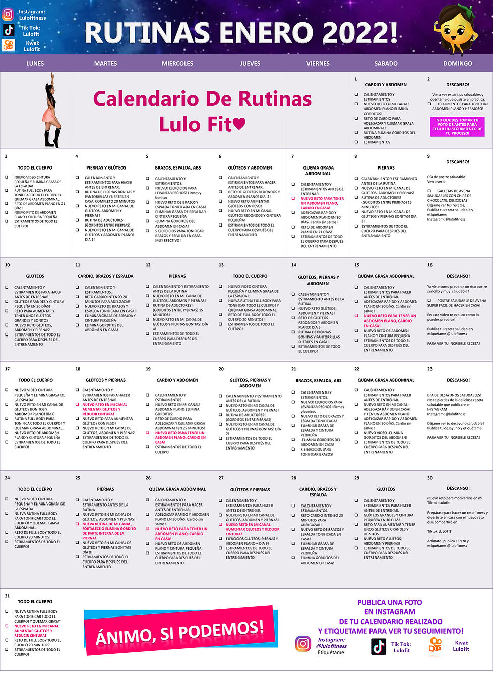 CALENDARIO MENSUAL | lulofit