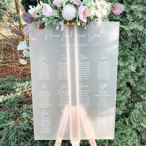 Frosted Perspex Seating Chart | S J E N E L