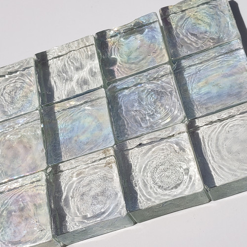 1 lb Iridized Clear Tiles - 20 mm x 8 mm | beachlifemosaics