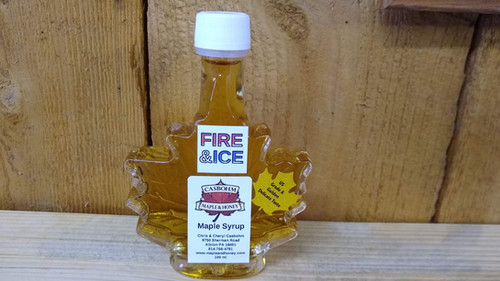 Golden Delicate/FIRE & ICE Maple syrup in 100 ml glass leaf | MapleandHoney
