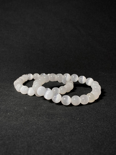 Selenite Bead Bracelet - 8 mm | The Purple Ravens