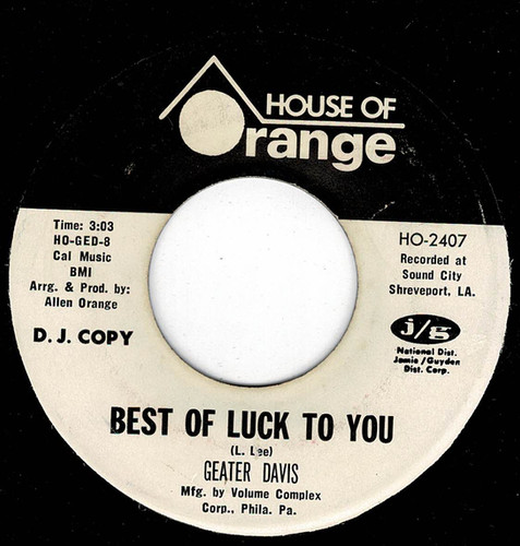 Geater Davis - Best of Luck to You - House of Orange | Manfromsoul ...