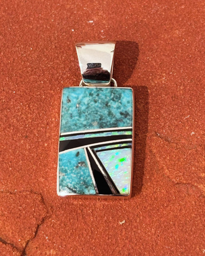 Handmade Turquoise Inlay Pendant | SilverBuffaloGallery