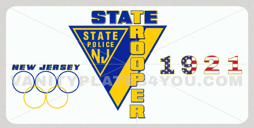 SP-0000026 - NJSP BLUE AND GOLD STATE TROOPER | Vanity License Plate ...
