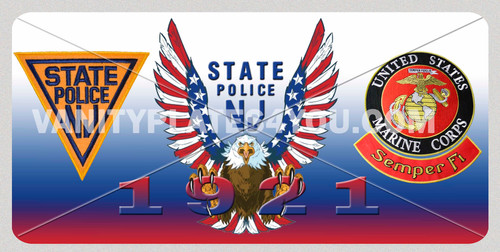 SP-0000029 NJSP-AMERICAN FLAG EAGLE NJSP-MARINE CORP | License Plates