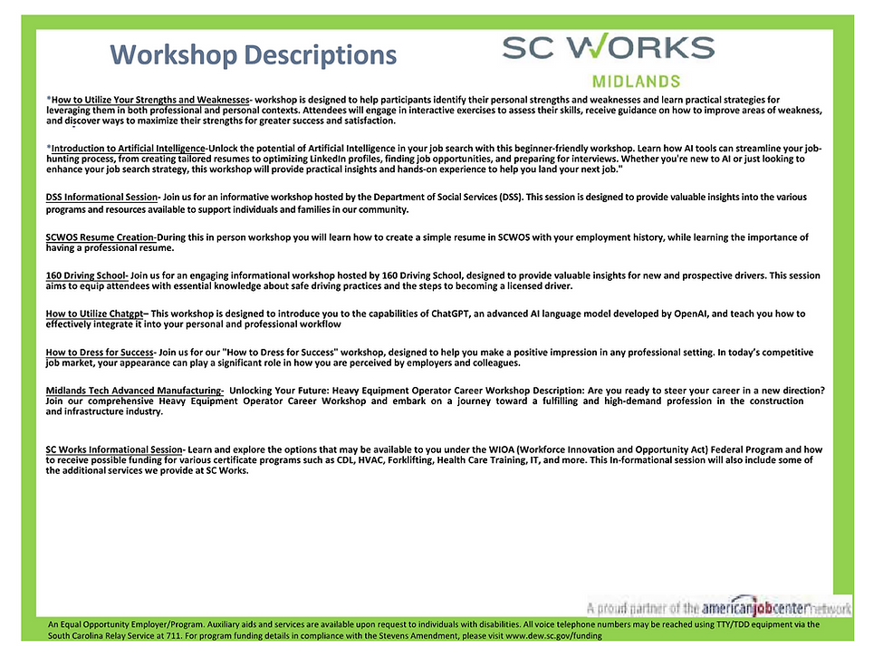 Workshops | SC Works Midlands