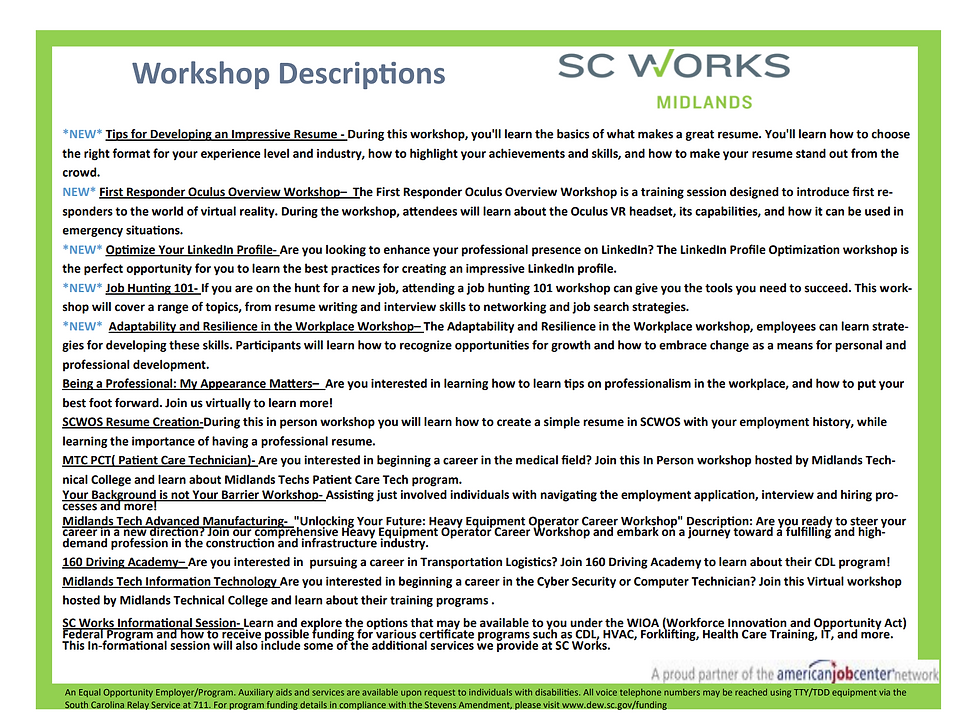 Workshops | SC Works Midlands
