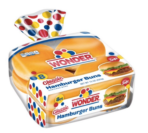 Wonder Bread Classic Hamburger Buns, White Bread Hamburger Buns, 8 ...