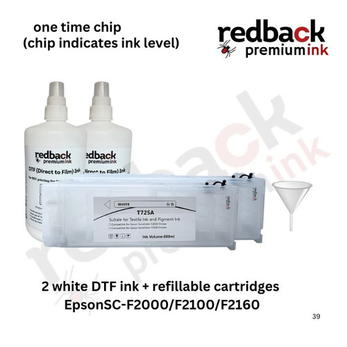 DTF ink 2 L + 2 white refillable cartridges for Epson F2000/2100/2160 ...