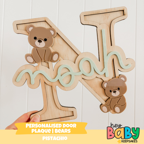 Personalised Door Plaque | Bears | Hey Baby