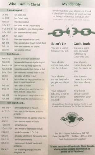 "Who I am in Christ" - BOOKMARK - 5 for $1 | Freedom in Christ Canada