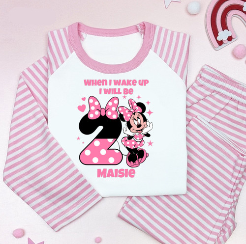 Personalised minnie two birthday pyjamas DTF transfer | DesignsbyKelly