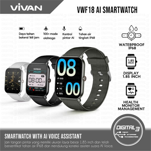 VIVAN AI Smart Watch VWF18 Smart Watch Health Monitor Bluetooth Call ...