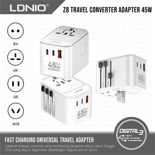LDNIO Z8 Charger Travel Adapter Universal 45W All In One GaN Fast ...