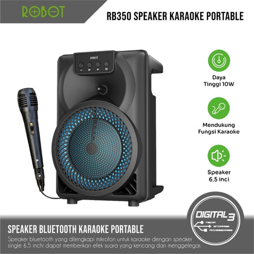 ROBOT Speaker Karaoke RB350 Bluetooth Wireless Outdoor 10W Bass USB AUX ...