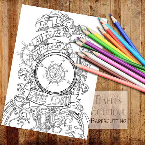 Not all those who wander are lost adult colouring sheet | Babees Boutique