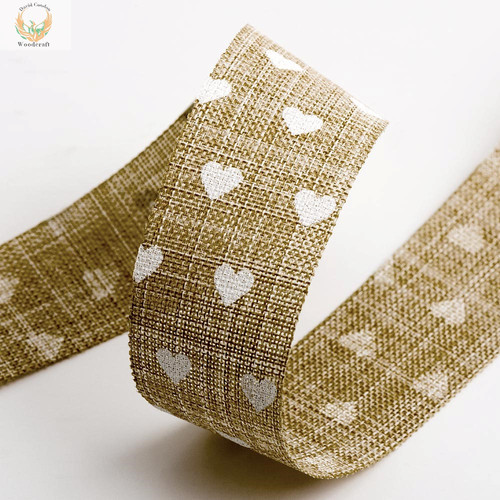 Love Hearts Linen Ribbon – 25mm x 15M | Tralee Ireland