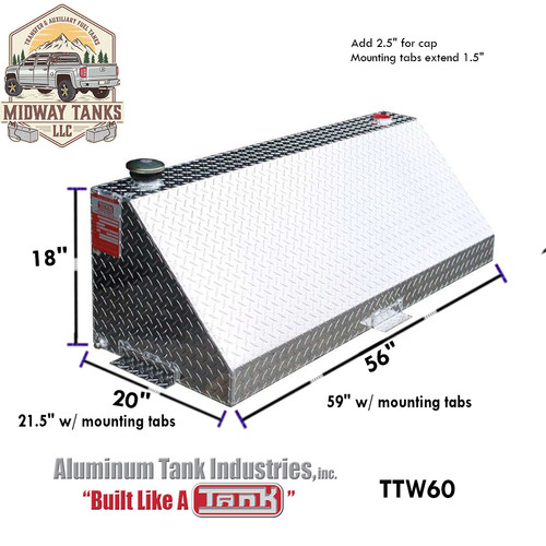 ATI TTW60 - 60 Gallon Wedge Aluminum Transfer Fuel Tank | Midway Tanks