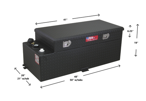 RDS 50 Gallon Aluminum Transfer Fuel Tank/Toolbox - Black | Midway Tanks
