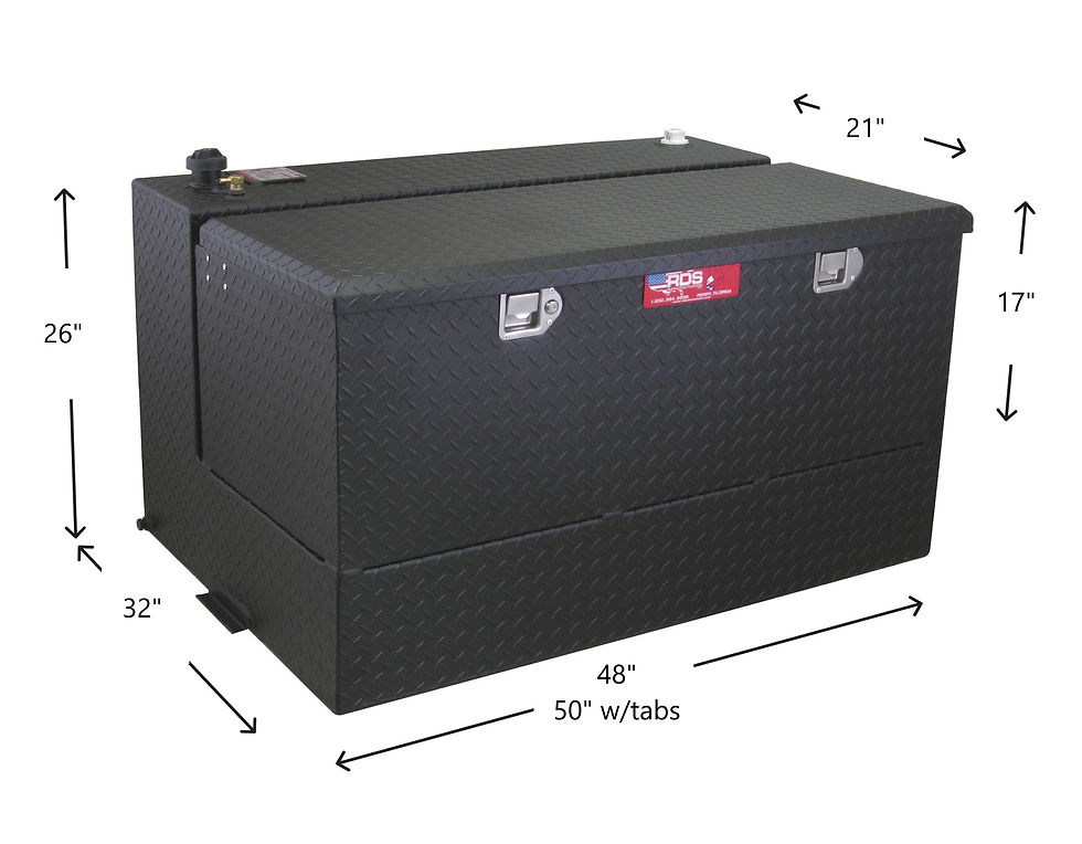 RDS 95 Gallon Aluminum Transfer Fuel Tank/Toolbox - Black | Midway Tanks
