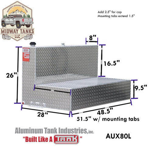 80 Gallon Auxiliary Diesel Fuel Tank | Midway Tanks