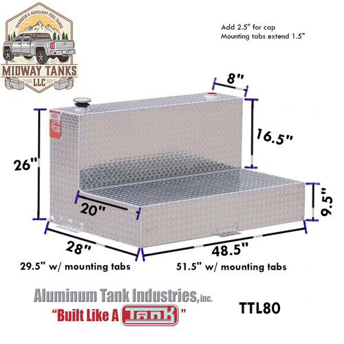 ATI TTL80 - 80 Gallon Aluminum Transfer Fuel Tank | Midway Tanks